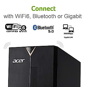 Acer Aspire TC-895-UA92 Desktop, 10th Gen Intel Core i5-10400 6-Core Processor, 12GB 2666MHz DDR4, 512GB NVMe M.2 SSD, 8X DVD, 802.11ax Wi-Fi 6, USB 3.2 Type C, Windows 10 Home