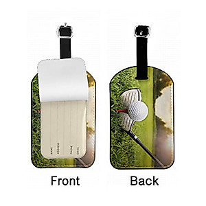 Zoczos Golf Club and Ball Suitcase Identify Labels Green Grass Sports Training Golf Player Luggage Tags with Sturdy Buckle Straps Privacy Flap for Women Men Boys Girls, 1 Pack