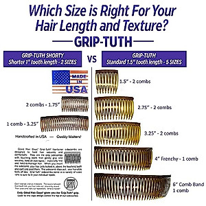 Good Hair Days Grip-Tuth Shorty Combs - Decorative & Styling Combs for Fine and Thin Hair (Crystal, 2 Count - 1 3/4 inch)