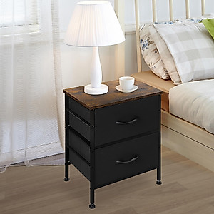 YOHKOH Tall Dresser Storage Drawers Stand with 2 Removable Fabric Drawers-Organizer Unit for Bedroom, Living Room, Storage Bins with Drawers