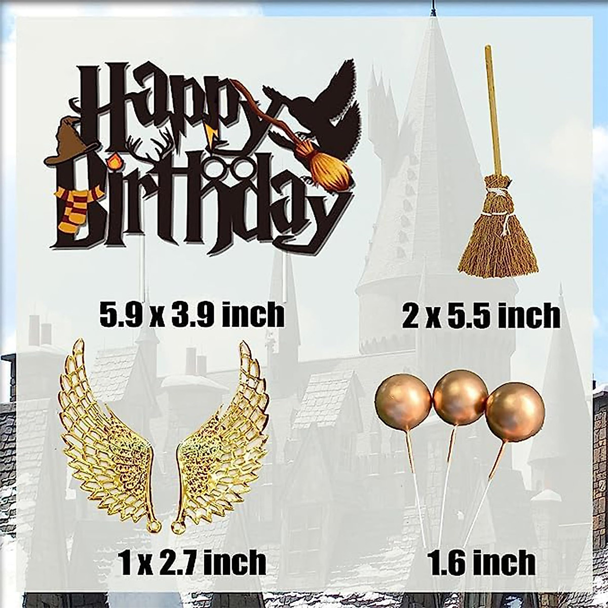 GallaRato 16 PCS Wizard Party Supplies Wizard Birthday Cake Decoration Wizard Birthday Party Favors Wizard Cake Topper Castle Cake Topper