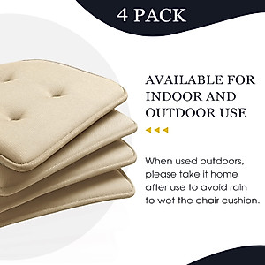 Basic Beyond Chair Cushions for Dining Chairs 6 Pack, Memory Foam Chair Cushion with Non Slip Backing, 17x16 inches Kitchen Chair Pads(Scuba Green)