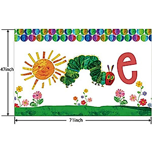 Cartoon Very Hungry Little Green Caterpillar Happy Birthday Banner Backdrop Photo Studio Booth Props Insects Theme Decor for Baby Shower 1st Birthday Party Background Supplies Favors Decorations