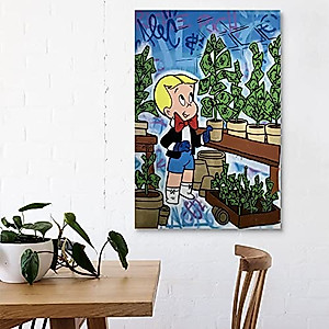 ALEC-Monopolys Graffiti Money Tree Canvas Art Poster and Wall Art Picture Print Modern Family Bedroom Decor Posters 12x18inch(30x45cm)