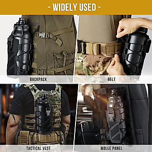 OneTigris Molle Water Bottle Holster, 32oz Adjustable Water Bottle Holder Tactical Water Bottle Pouch Lightweight Kettle Pouch Belt Bottle Carrier Bag with Straps for Outdoor Sports