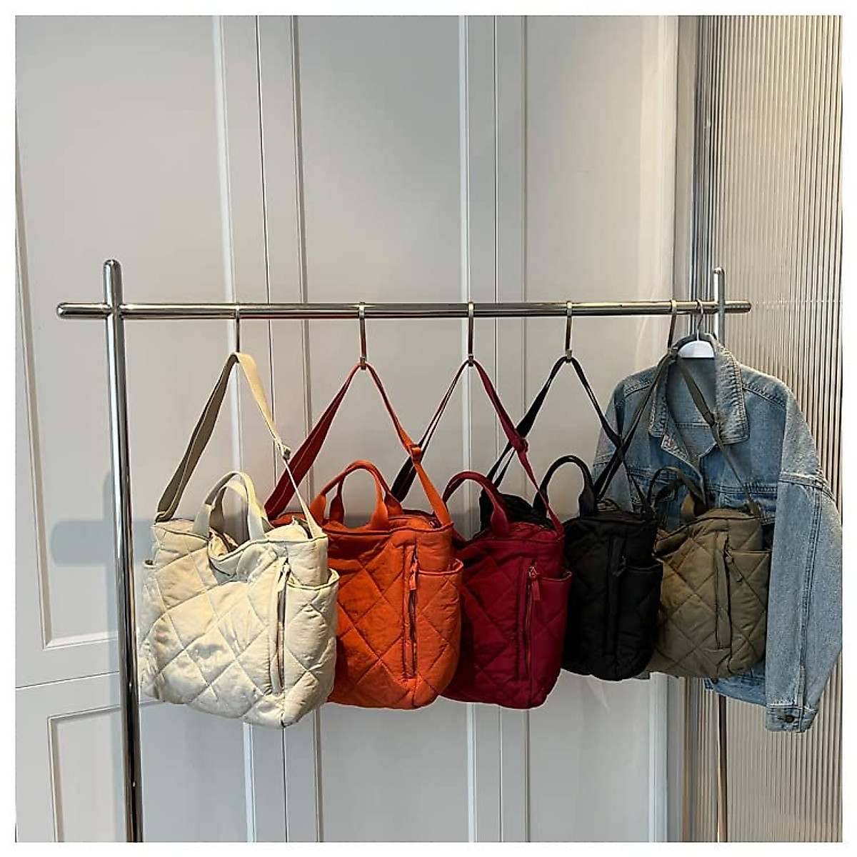 Tote Bag Large Handbag Shoulder Bag Cotton Down Hobo Bag Handbag Chic Crossbody Retro Bag