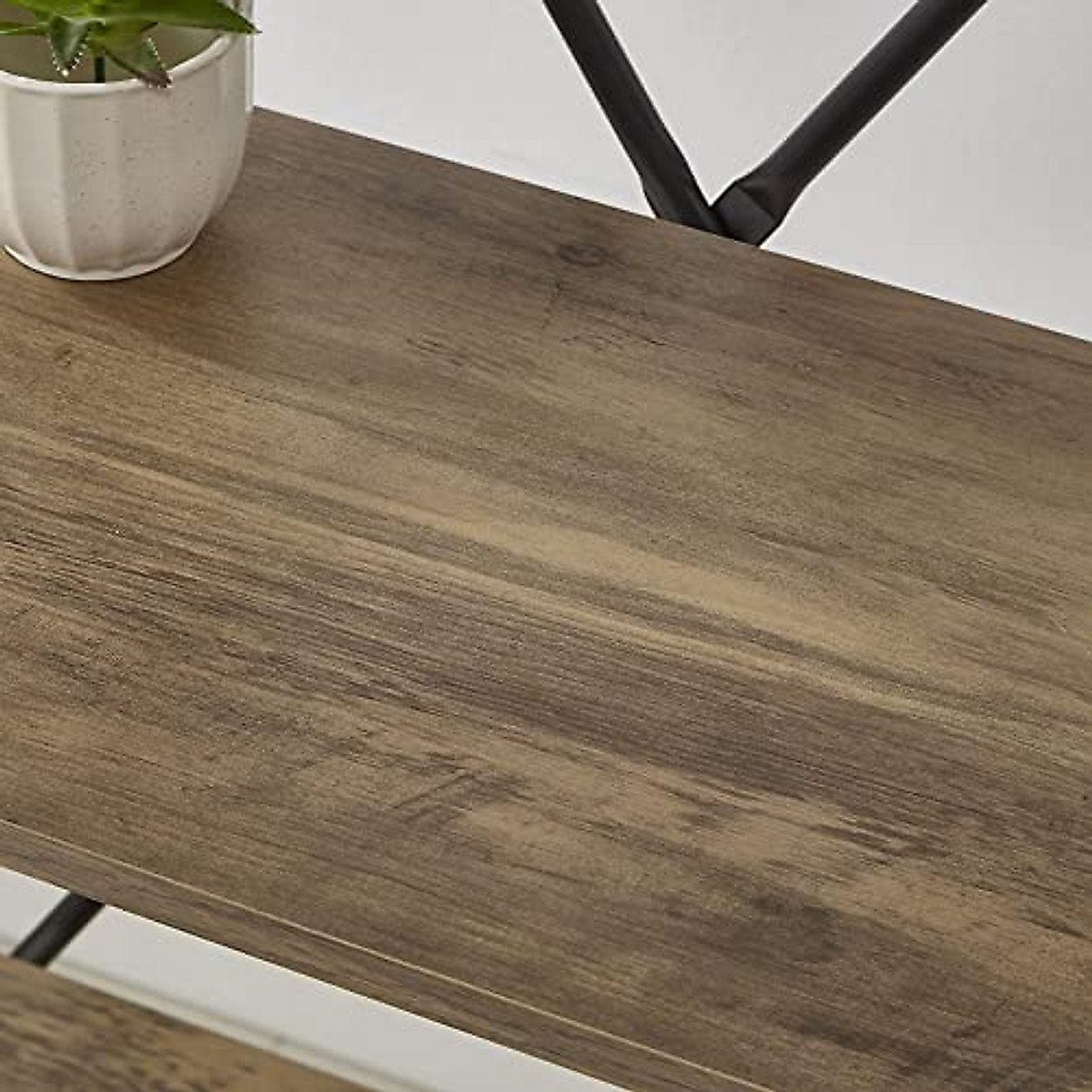 FOLUBAN 5 Tier Tall Bookshelf, Industrial Vintage Book Shelf, Rustic Wood and Metal Bookcase for Home Office Bedroom, Oak