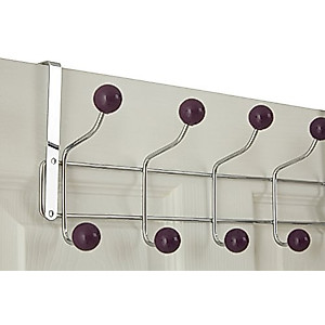 Premier Housewares 509733 Coat Hooks/Over Door Hanger/Over Door Coat Hooks/Door Hanger - 10 Hooks,Purple,H17 x W41 x D12cm
