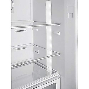 Smeg FAB32 50's Retro Style Aesthetic Bottom Freezer Refrigerator with 11.17 Cu Total Capacity, Multiflow Cooling System, Adjustable Glass Shelves 24-Inches, Black Left Hand Hinge