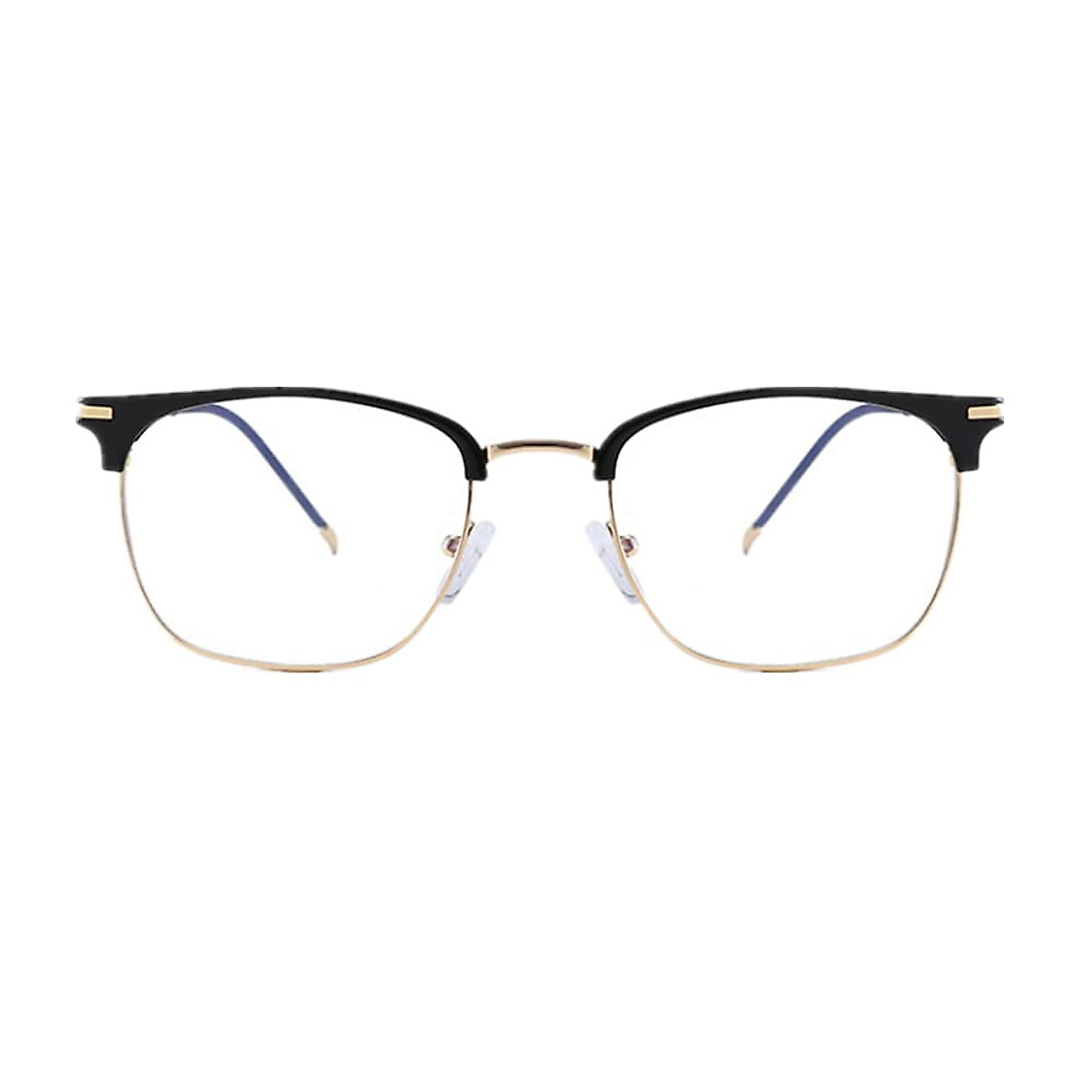 Shiratori Vintage Retro Half Frame Horn Rimmed Optics 43mm Clear Lens Glasses Gold