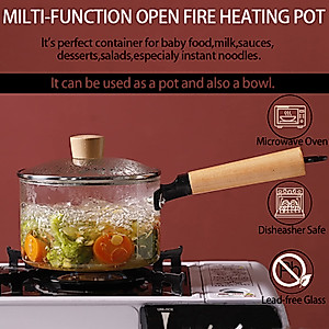 Inevoc Glass Pot for Stove Top,60Oz/1.8L Clear Glass Pot Set for Cooking,Saucepan with Cover,Heat-resistant Simmer Pot for Pasta,Soup,Milk,Cookware with Lid and Dual Handle