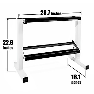 WF Athletic Supply 5-25Lb Rubber Coated Hex Dumbbell Set with Two Tier Storage Rack Non-Slip Hex Shape for Muscle Toning, Strength Building & Weight Loss, White Rack, Straight Handle