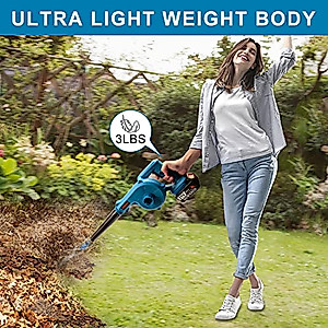 Cordless Leaf Blower, GOWAACHO 21V 2-in-1 Electric Handheld Sweeper/Vacuum with 2*4.0Ah Rechargeable Battery & Charger for Blowing Leaf, Cleaning Dust, Car, Computer Host, Small Trash