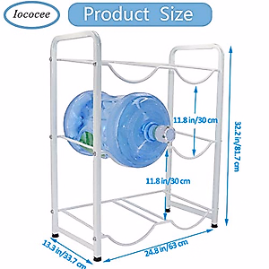 5 Gallon Water Cooler Jug Rack,3-Tier Water Bottle Holder for 6 Bottles,Heavy Duty Water Jug Storage Shelf of Carbon Steel,Detachable Water Jug Organizer Floor Protection for Home Office （White）