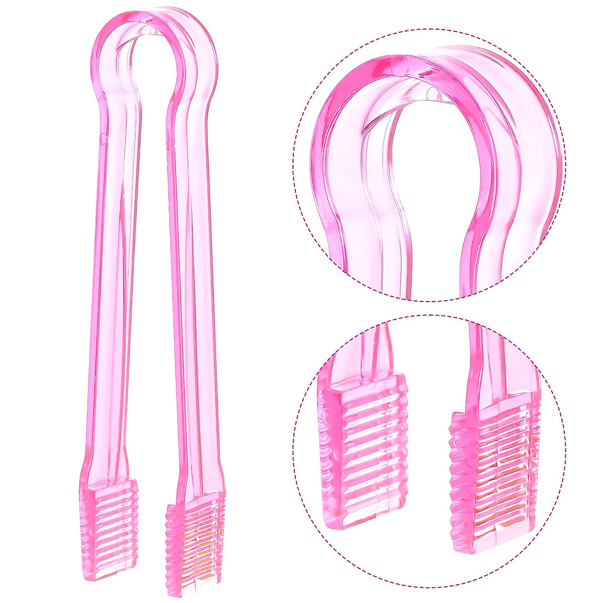 10 Pcs Plastic Buffet Serving Tongs, Clear Pink Kitchen Tongs Mini Serving Utensil Tongs for Food Ice Salad Buffet Barbecue Cookies, 6.3 Inches