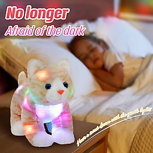 Glow Guards 14'' Light up Kitty Stuffed Animal Soft Realistic Cat Plush Toy with LED Night Lights Glow Birthday Children's Day Gifts for Toddler Kids