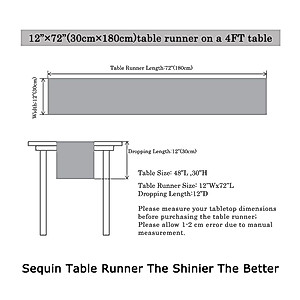 ShiDianYi 12''x72'' Sequin Table Runner Sparkly Metallic Sequin Runner for Wedding Party Dinner Reception, Event Bridalwedding Runner, Birthday Party, Dinner Party, Shower Ready to Ship! (1, Purple)