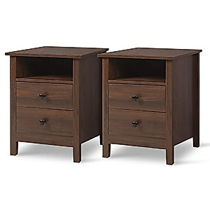 LTMEUTY Set of 2 Nightstand - Bedroom Bedside Tables, Wooden Nightstands with Drawers (Brown, 2-Drawer)