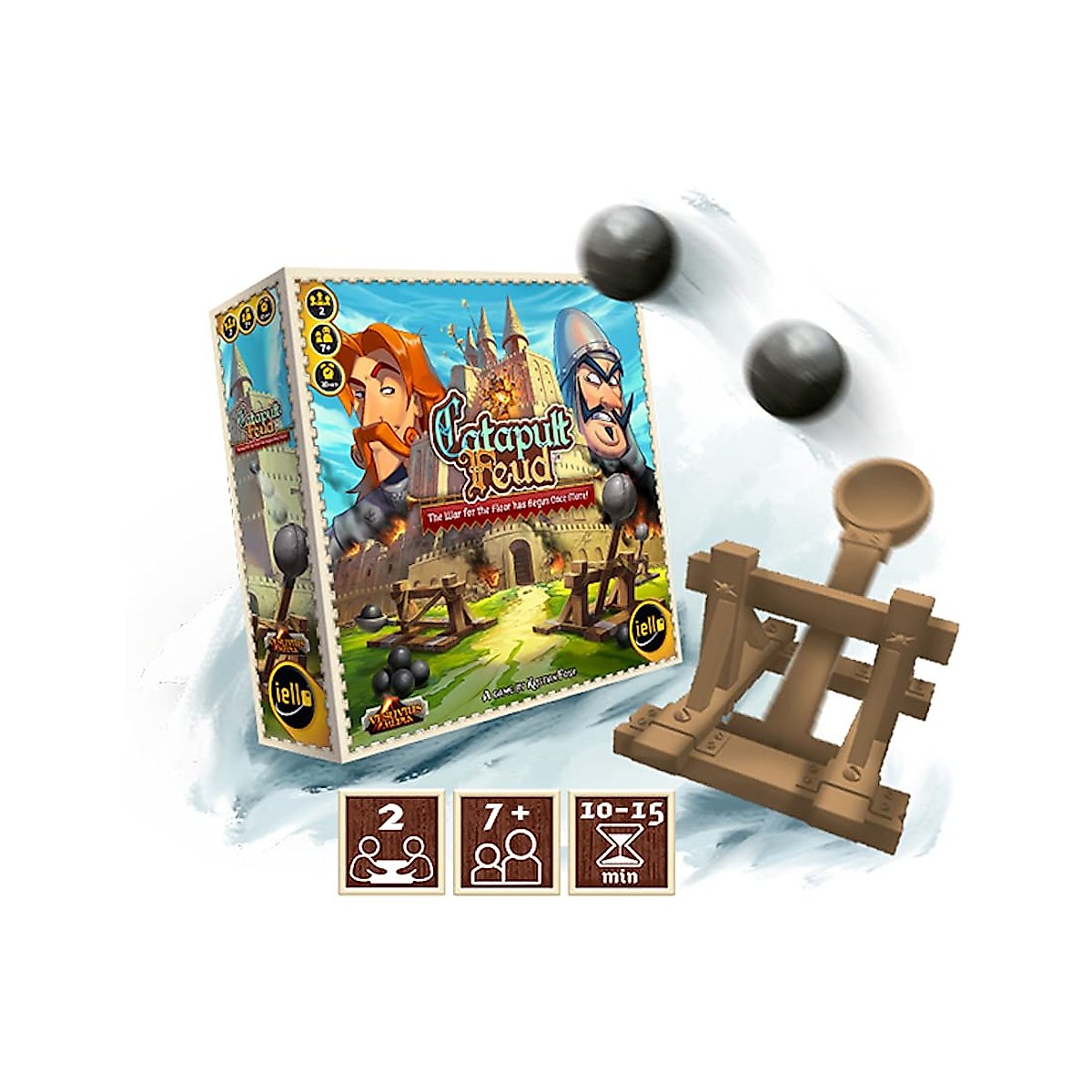 IELLO: Catapult Feud Game - Ready, Aim... Launch The Catapults! 2 Player Game, Strategy Board Game, Knock Down All Your Opponent's Troops to Win, for Ages 7 and up