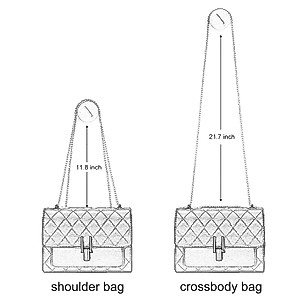 Plergi Small Genuine Leather Crossbody Quilted Flap Handbag with Chain Strap for Women Lightweight Cellphone Bag