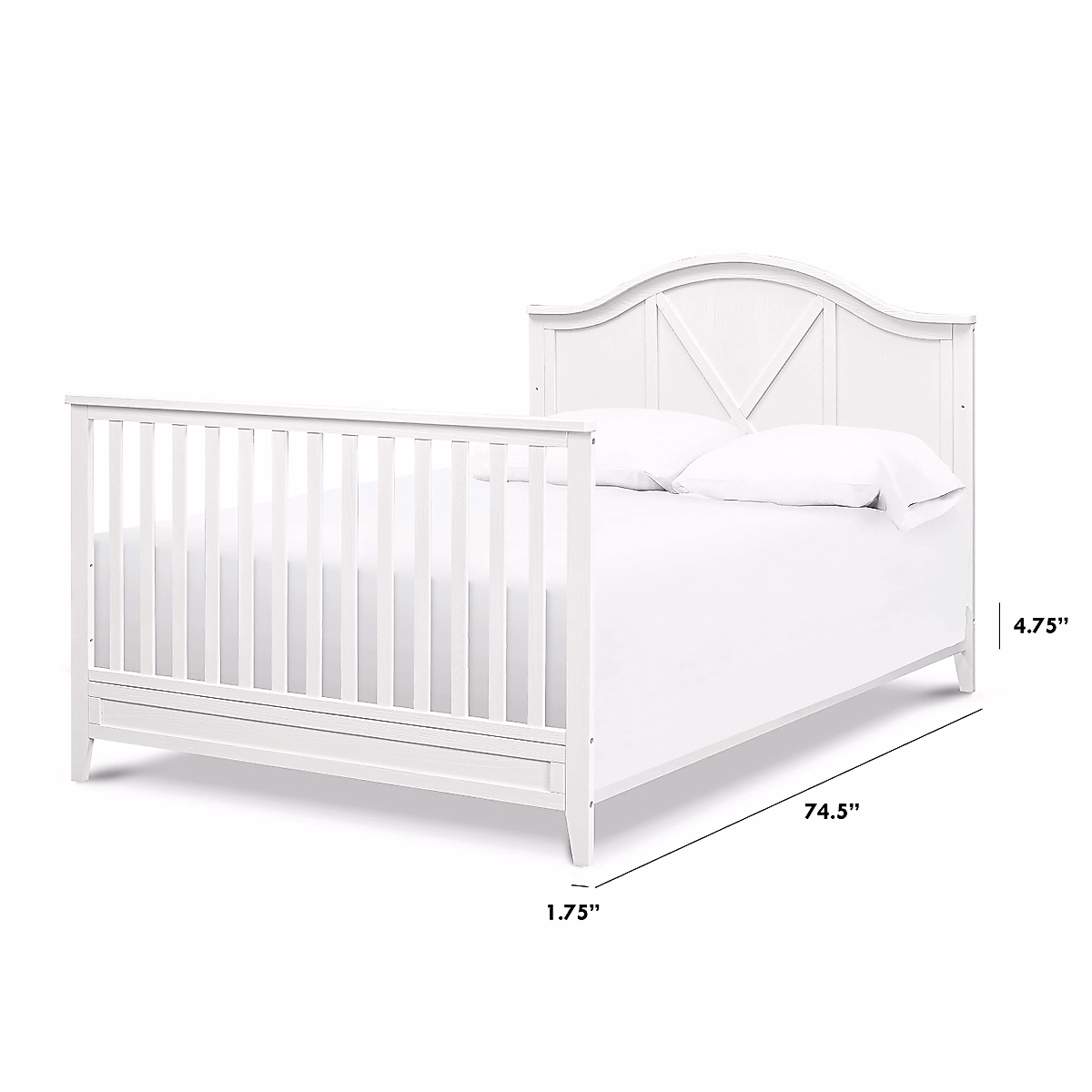 DaVinci Hidden Hardware Twin/Full Size Bed Conversion Kit (M5789) in Heirloom White