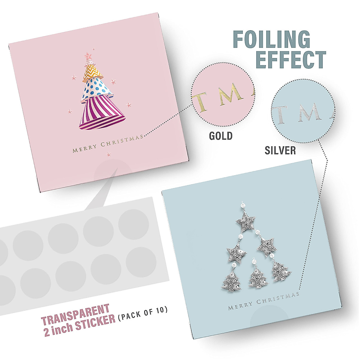 easykart labels 10 Christmas Gift Box 8x8x4 Inch, Holiday Gift Boxes with Lid, Pink & Blue Pastel Colour with Foiling Effect, Boxes for wrapping gift