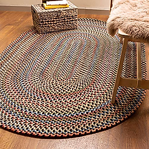Super Area Rugs Roxbury American Made Braided Rug for Indoor Outdoor Spaces, Charcoal/Natural Multi, 4' X 6' Oval