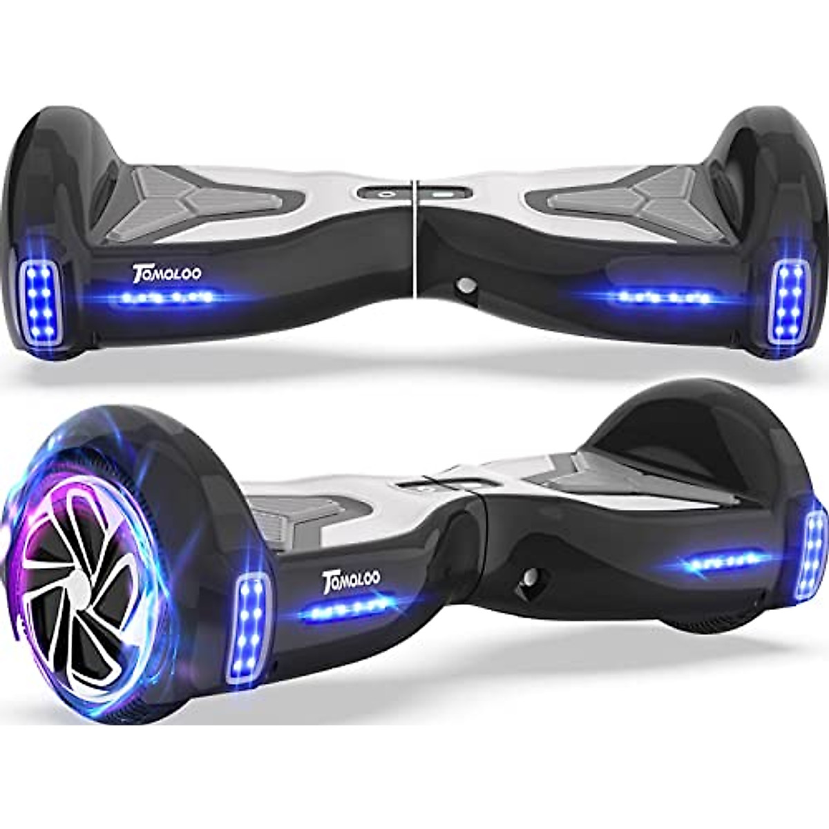 TOMOLOO Hoverboard, 6.5" Two-Wheel Self Balancing Scooters with LED Rhythm Lights and Bluetooth Speaker for Beginners（Children and Adults）