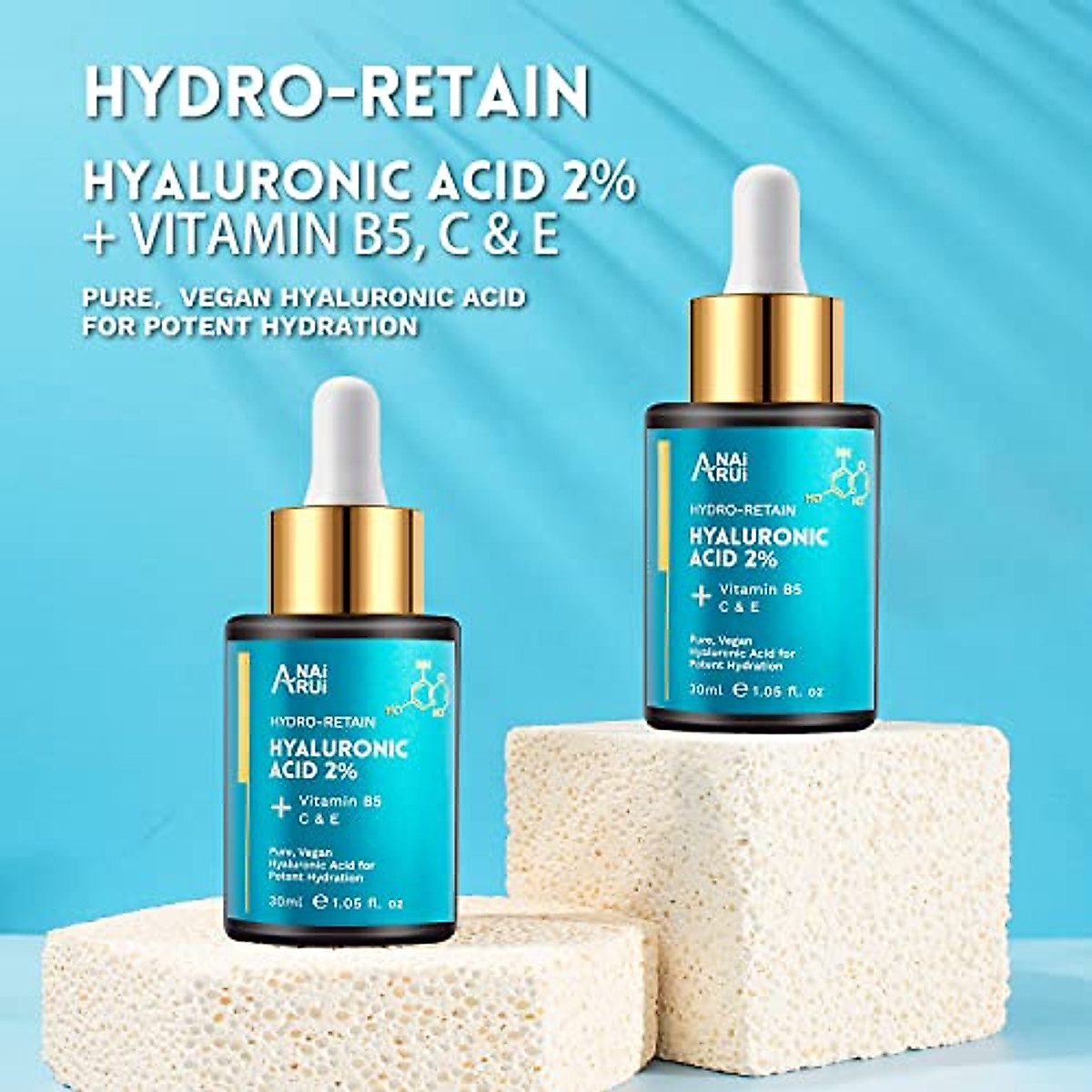 Hyaluronic Acid Serum for Skin 2% with Vitamin B5, C& E - Intense Hydration + Moisturizer, Plumps & Increase Firmness, Non-greasy, Paraben-free - 1. Fl Oz