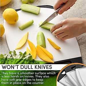 Spring Chef Professional Cutting Boards for Kitchen With Soft Grip Handles – Deep Juice Grooves – Non-porous and Non-slip Chopping Board – Dishwasher Safe – BPA Free Plastic – Set of 3 – Color Choices
