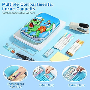 MoKo Pencil Case with Large Capacity, Zipper Protective Pen Holder Pencil Storage Bag Portable Students Stationery Box Cute Unicorn Pattern Pencil Pouch for Kids Gift, Blue & Green