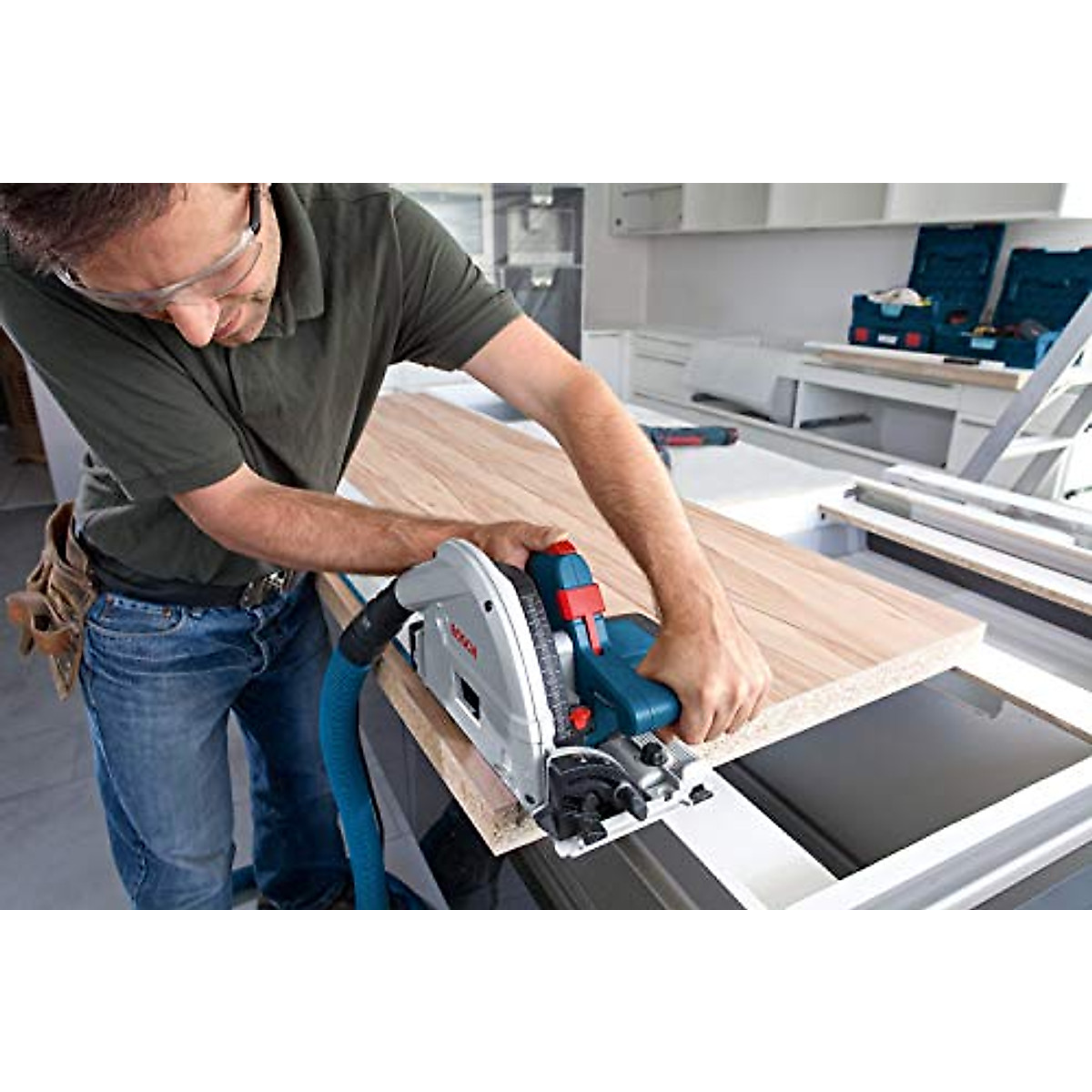 BOSCH Tools Track Saw - GKT13-225L 6-1/2 In. Precison Saw with Plunge Action & Carrying Case