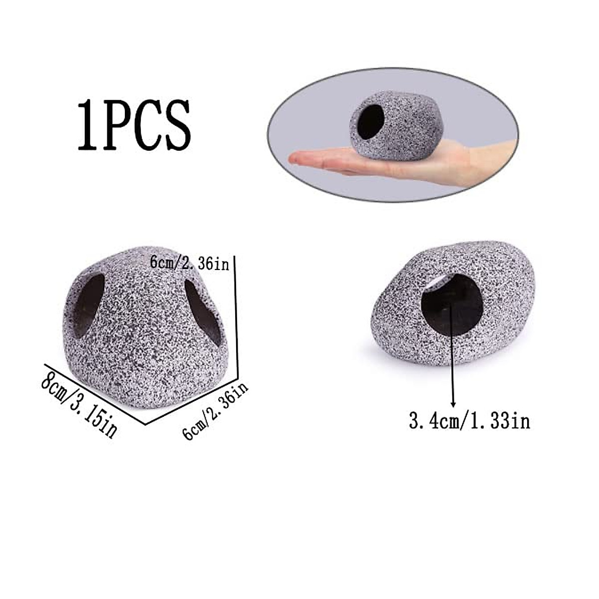 XXYXXY Aquarium Cave Decoration, Rock Cave Fish Tank Decoration for Breeding Shelter for Baby Betta Fish Cichlid Shrimp Play Hidden Rest Hut Handmade (8CM-1PCS)