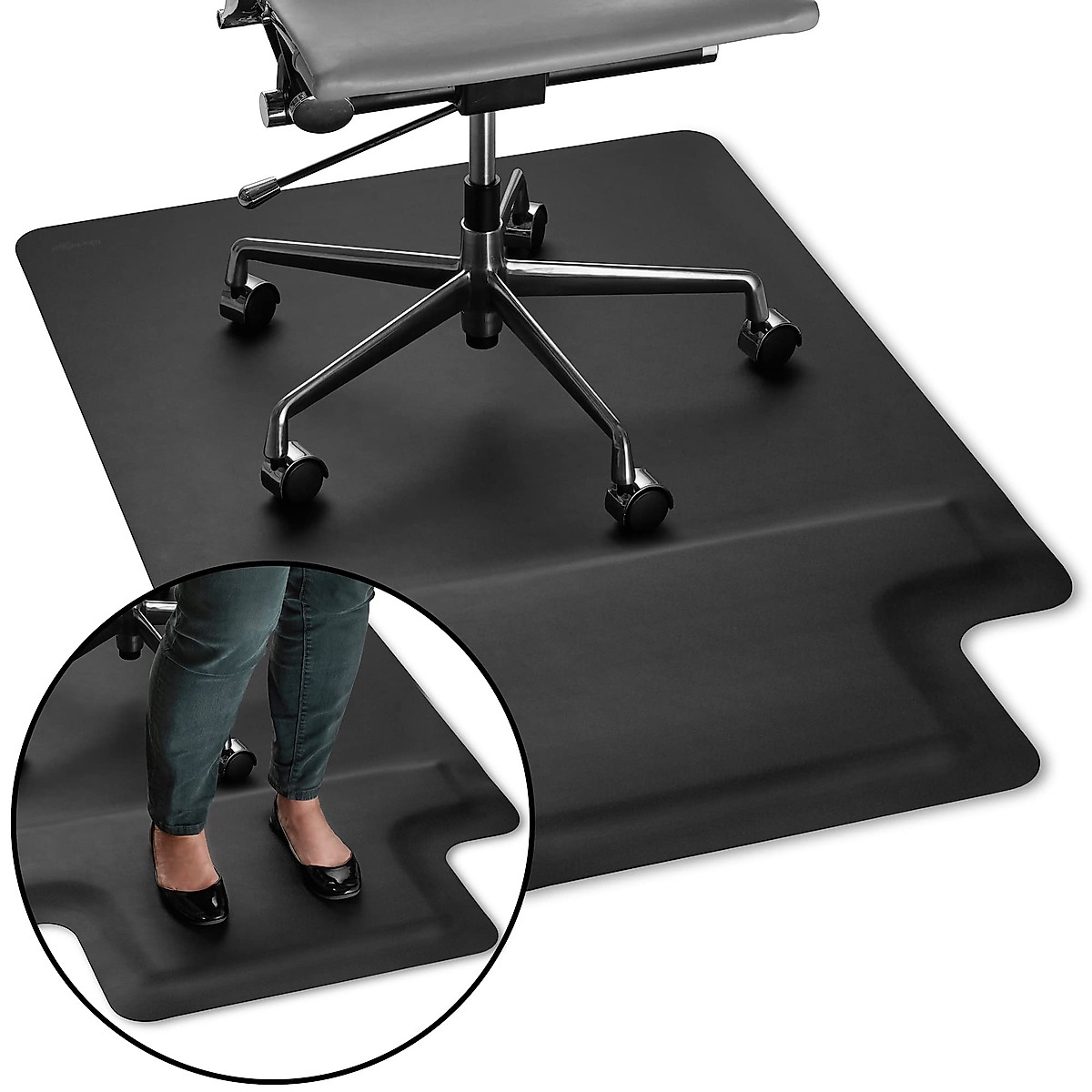 WorkOnIt 54" x 36" Anti-Fatigue Chair Mat for Hardwood Floors, Sit or Standing Desk, Black