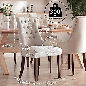 COLAMY Modern Tufted Upholstered Dining Chairs Set of 2, Fabric Side Dining Room Accent Living Room Chairs, Beige