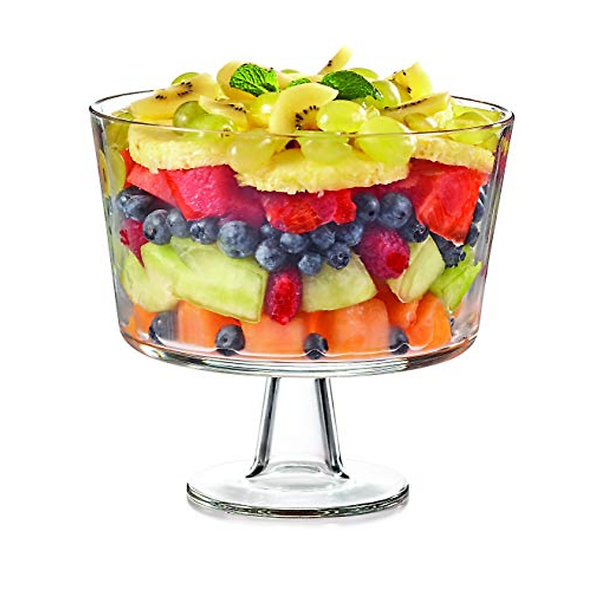 Royalty Art European Trifle Bowl with Pedestal, Round Dessert Display Stand for Laying Cakes, Pastries or Baked Goods, Modern Design with Crystal-Clear Glass, X Quart