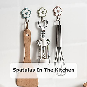 Ristpal [5 Pack] Cute Floret Utility Hooks Heavy Duty Up to 5 Pounds, Waterproof and Oil Proof. Hanging Key. Stick On Wall Kitchen Bathroom Ceiling Or Office Windows Hangers-Green