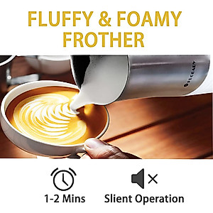 Huogary Electric Milk Frother and Steamer - Stainless Steel Milk Steamer with Hot and Cold Froth Function, Automatic Foam Maker, 120V (White)