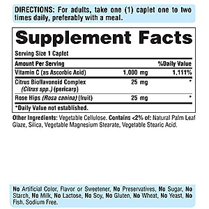 Puritans Pride Vitamin C 1000mg with Rose Hips for Immune Supports by Puritan's Pride to Support a Healthy Immune System 250 Caplets