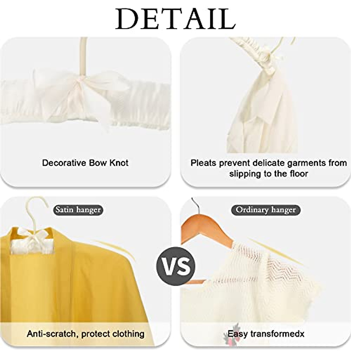 20 Pcs 17 Inch White Satin Padded Hangers for Women Clothing Large Coat Blouse Hanger Fancy Sweater Hangers No Shoulder Bump Nonslip Bride Wedding Dress Hanger Dry Cleaner Hangers for Women Clothes