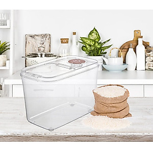 ACGrade Rice Storage Cereal containers Kitchen Rice Storage Box Household Rice Bucket Transparent Plastic Thickened Rice Storage Box Suitable for Food, Rice, Grain, pet Food Storage