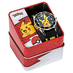 Accutime Kids Pokemon Pikachu Analog Quartz Wrist Watch with Black & Yellow Strap, Cool Inexpensive Gift & Party Favor for Boys, Girls, Adults All Ages (Model: POK9056AZ)