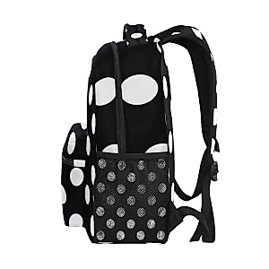 ALAZA Black White Polka Dot Backpack Daypack College School Travel Shoulder Bag