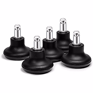 Bell Glides Replacement Office Chair or Stool Swivel Caster Wheels to Fixed Stationary Castors, Low Profile Bell Glides with Soft Rubber Bottom Instead of Self Felt Pads, Chair Feet Wheel Stopper