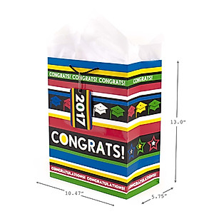 Hallmark Gift Bag, Large, Congrats with Stripes
