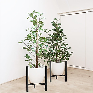 Blvornl Adjustable Plant Stand, Mid-Century Modern Metal Plant Stand 3 Legs Heavy Duty for 8"-12" Plant Pot, Flower Potted Plant Holder Display for Indoor and Outdoor(Black, Excluding Potted Plant)