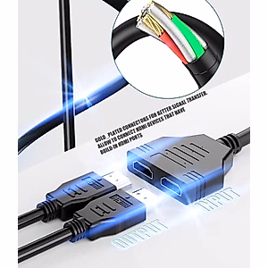 Eanetf HDMI Splitter for Dual Monitors, HDMI Splitter 1 in 2 Out,1080P Male to Dual HDMI Female 1 to 2 Channels HDMI Splitter Adapter for HDMI HD, LED, LCD, TV,Two The Same TVs at The Same Time
