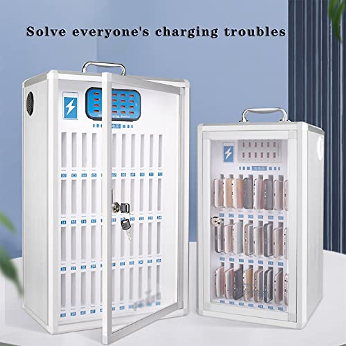 USB Rechargeable 12,24 Slot Mobile Phone Storage Cabinet Wall-Mounted Lockable Mobile Phone Storage Box Suitable for Schools, Factories, Conference Rooms (Size : 12)