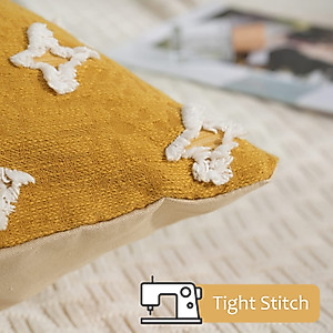 Boho Body Pillow Cover Tufted Yellow Long Pillowcase for Couch Bed Shabby Chic Jacquard Geometric Diamond Texture Bohemian Room Decor Decorative Body Pillowcase Cotton