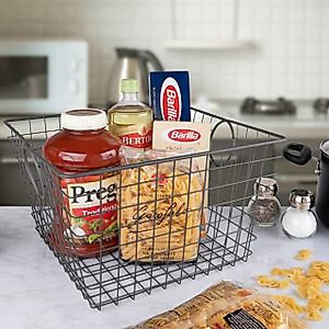 Spectrum Teardrop Wire Large Basket (Industrial Gray) - Storage Bin & Décor for Bathroom, Closet, Pantry, Under Sink, Toy, Shelf, Kitchen, & Nursery Organization